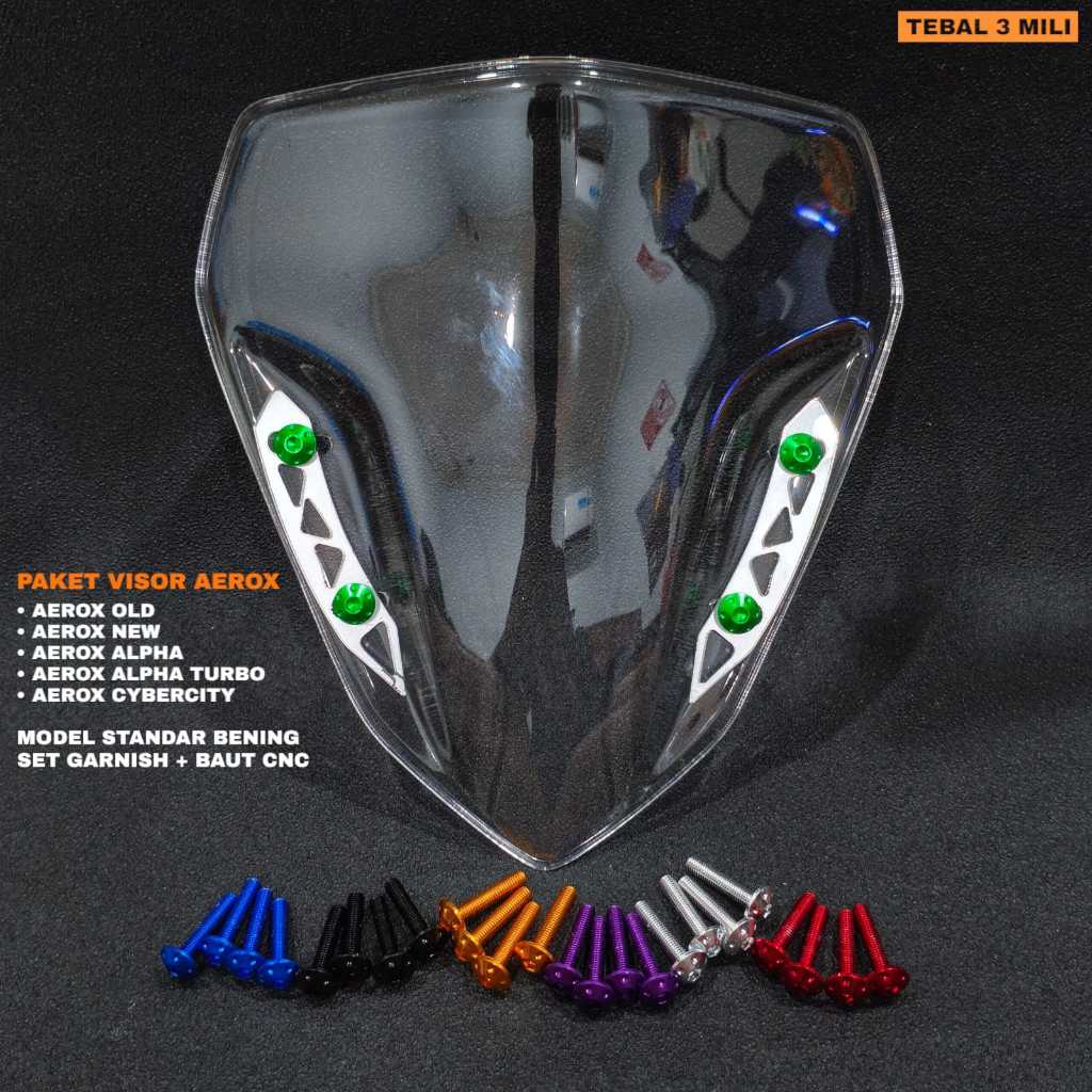 Jual VISOR AEROX STANDAR BENING SET GARNISH PLUS BAUT CNC PNP AEROX OLD ...