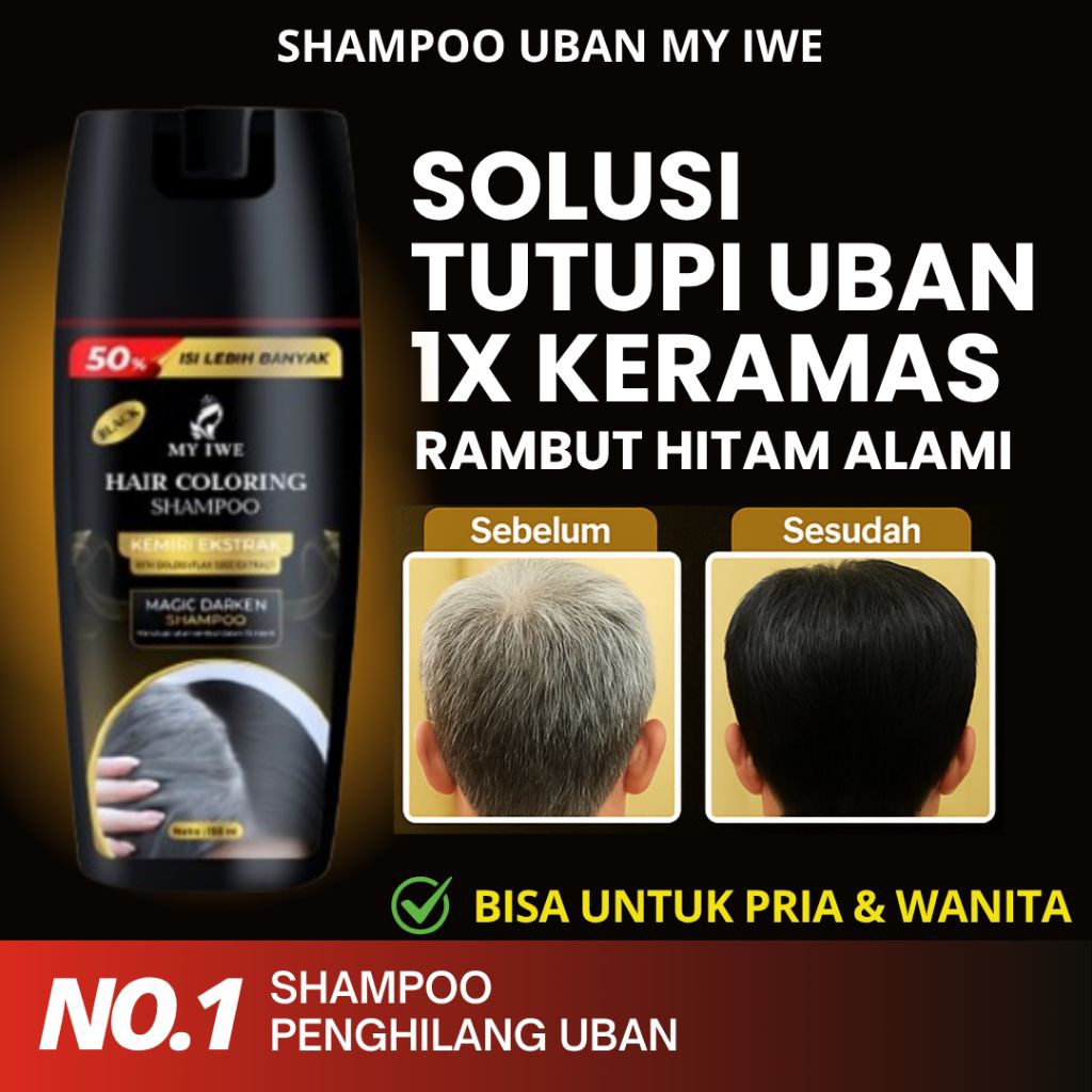 Jual MY IWE Shampoo Uban Penghitam Rambut Herbal 150ML BPOM | Shopee ...