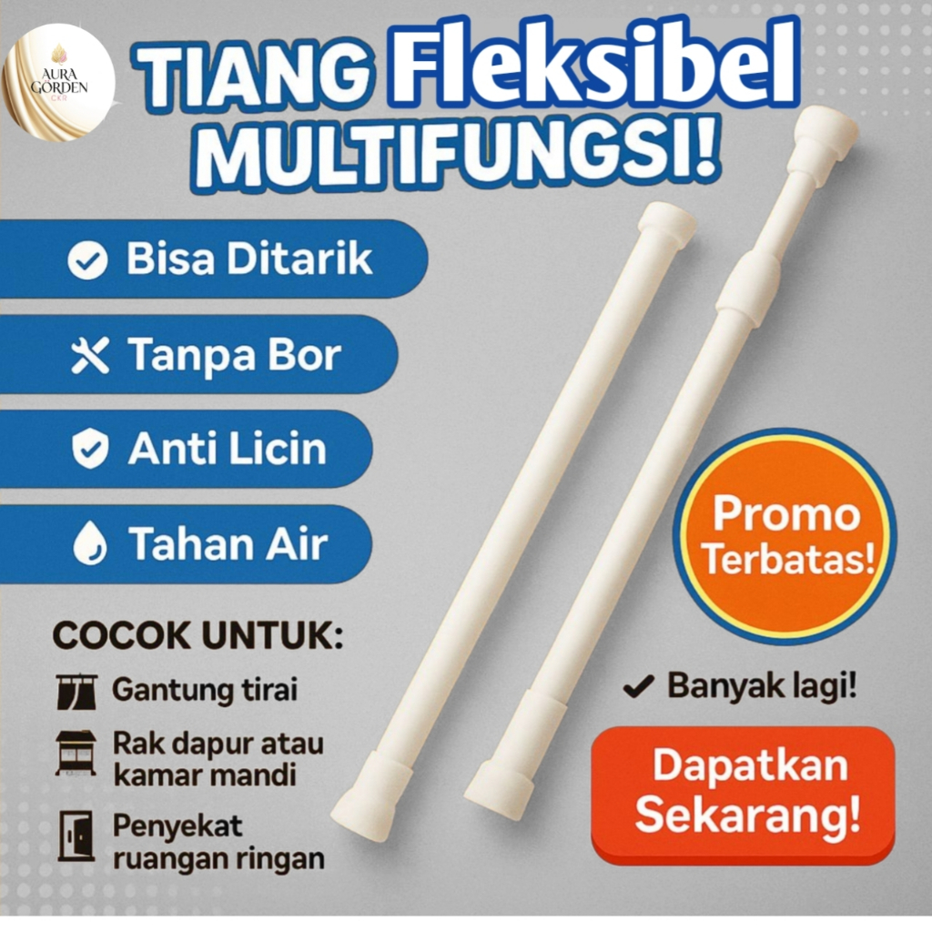Jual Tiang Fleksibel Gantungan 30-245cm, Tiang Tirai Multifungsi, Tiang Tongkat Pipa Best ...