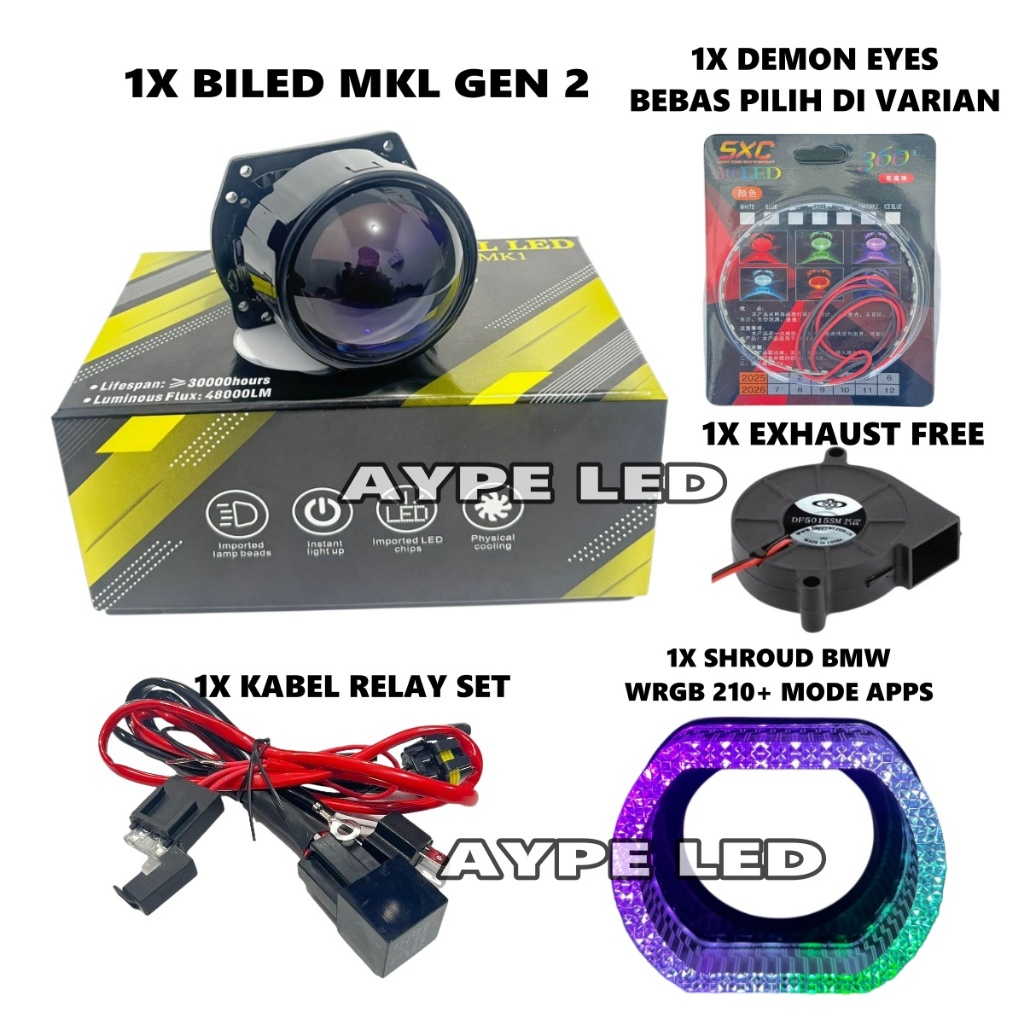 Jual [MKL] Biled Projector MKL Gen 1 Gen 2 Bluelens 2,5 inch Flat Cut ...