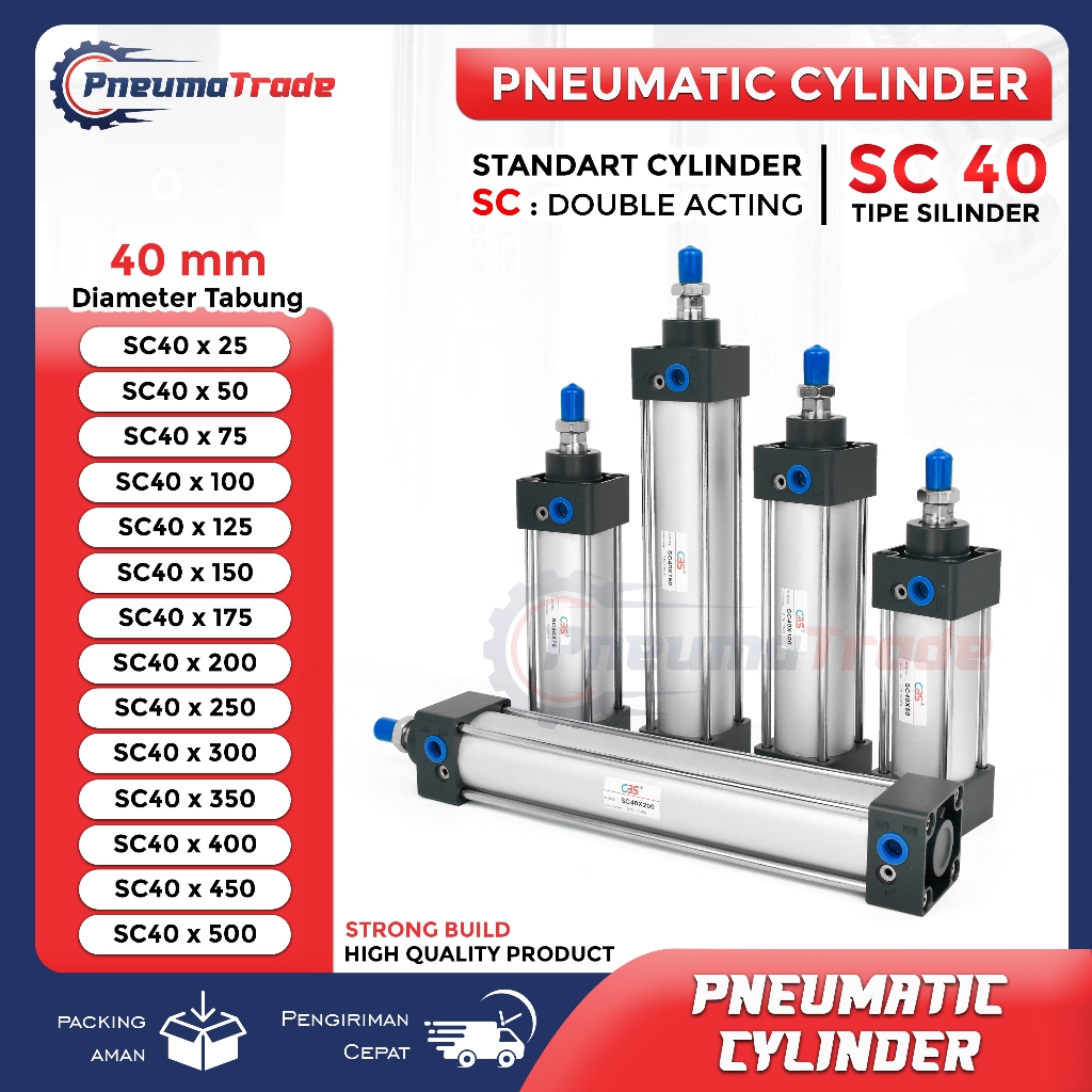 Jual Cylinder pneumatic Angin Type SC Pneumatik Air Silinder Standard Type SC 40 | Shopee Indonesia