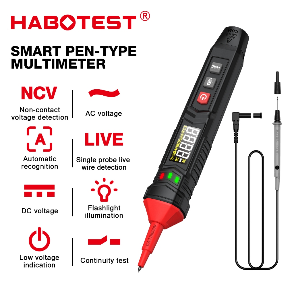 Jual HABOTEST HT121 HT122 Pena Uji Digital DC/AC Multimeter 600V ...