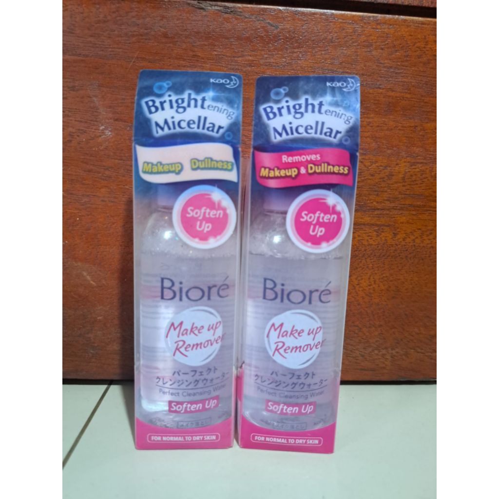 Jual Biore brightening Micellar removes make up&dullness 90ml | Shopee ...