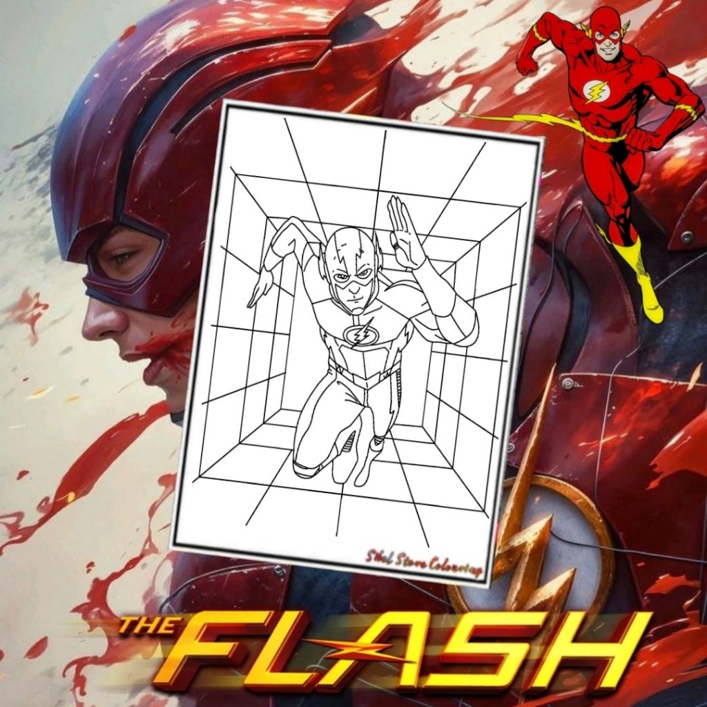 Jual KERTAS GAMBAR MEWARNAI TEMA THE FLASH ISI 12 LEMBAR GAMBAR BERBEDA ...