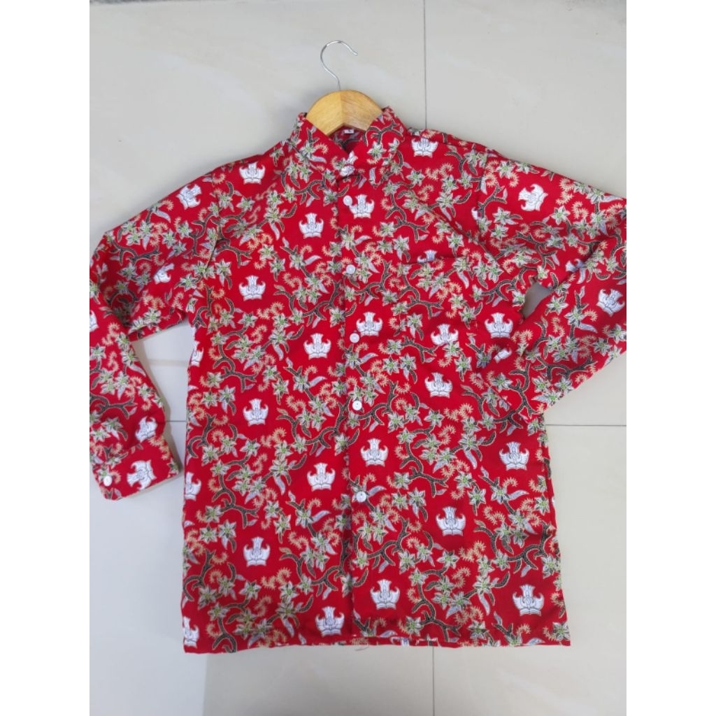Jual Seragam batik Sd Smp dan Sma milenial warna merah | Shopee Indonesia