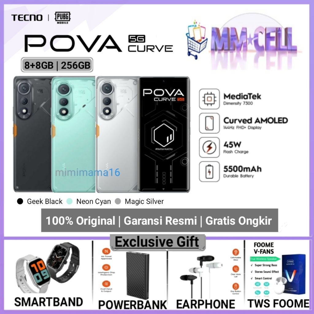 Jual TECNO POVA CURVE 5G RAM 8/256 GB GARANSI RESNI TECNO | Shopee ...