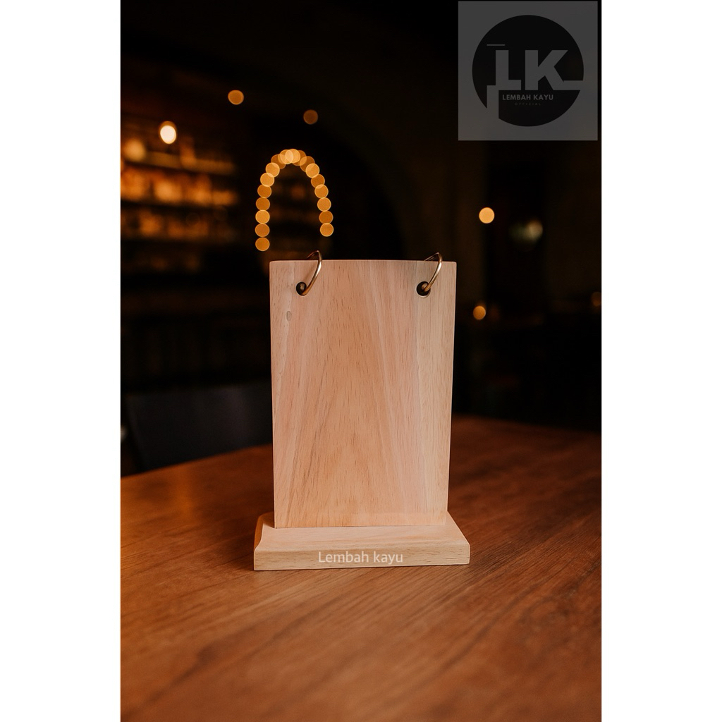 Jual stand menu A6 papan pajangan menu kayu daftar menu kayu mahoni ...