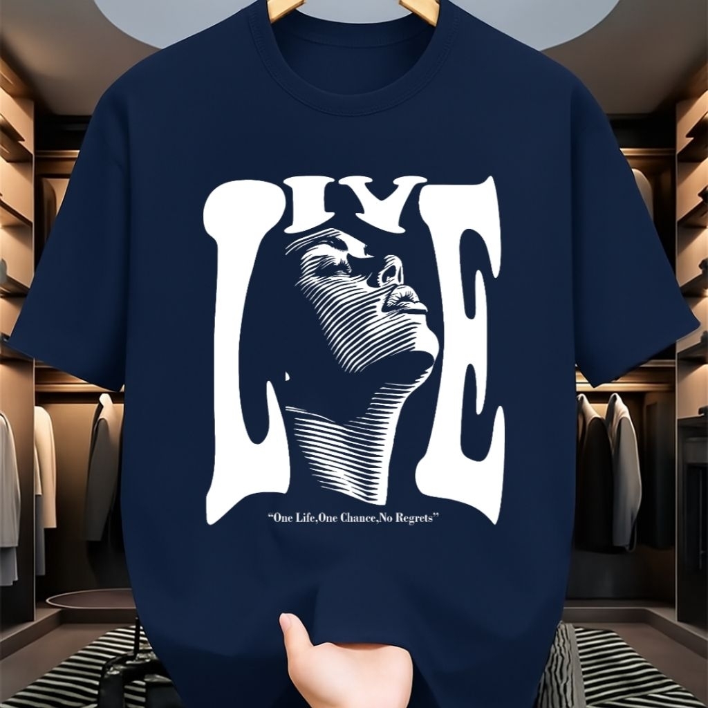 Jual Kaos Pria Tulisan One Life Sablon/Gambar Dtf Besar Kaos Distro ...