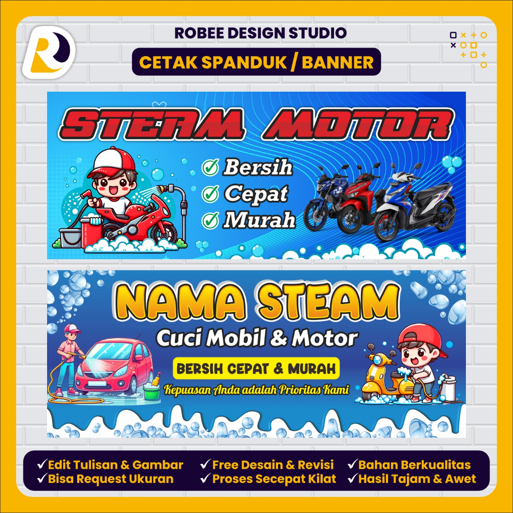 Jual Spanduk Banner Steam Motor Mobil / Cuci Motor Mobil | Shopee Indonesia