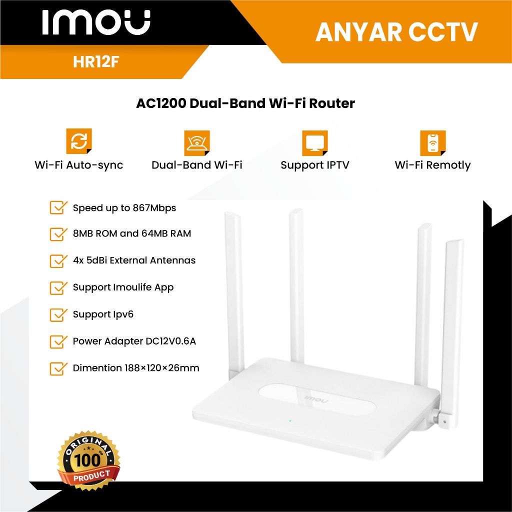 Jual IMOU Router HR12F AC1200 Wi-Fi 1200Mbps | Shopee Indonesia