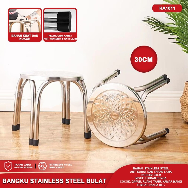 Jual Kursi Besi Bangku Stainless Steel Kotak Bulat Polos Ukir Bunga ...