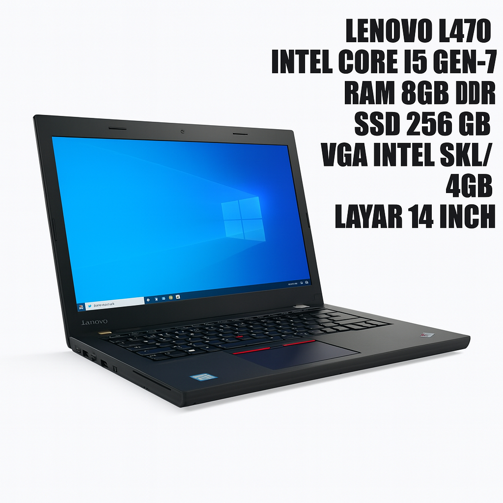Jual Laptop Lenovo L470 i5 Gen 7-7200U / RAM 8GB / SSD 256GB / VGA INTEL HD SKL/KBL 4GB / Layar ...