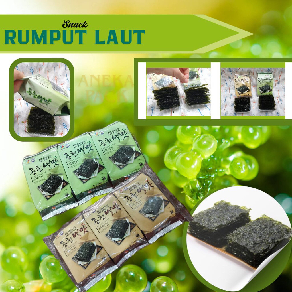 Jual snack rumput laut korea halal/nori kering | Shopee Indonesia