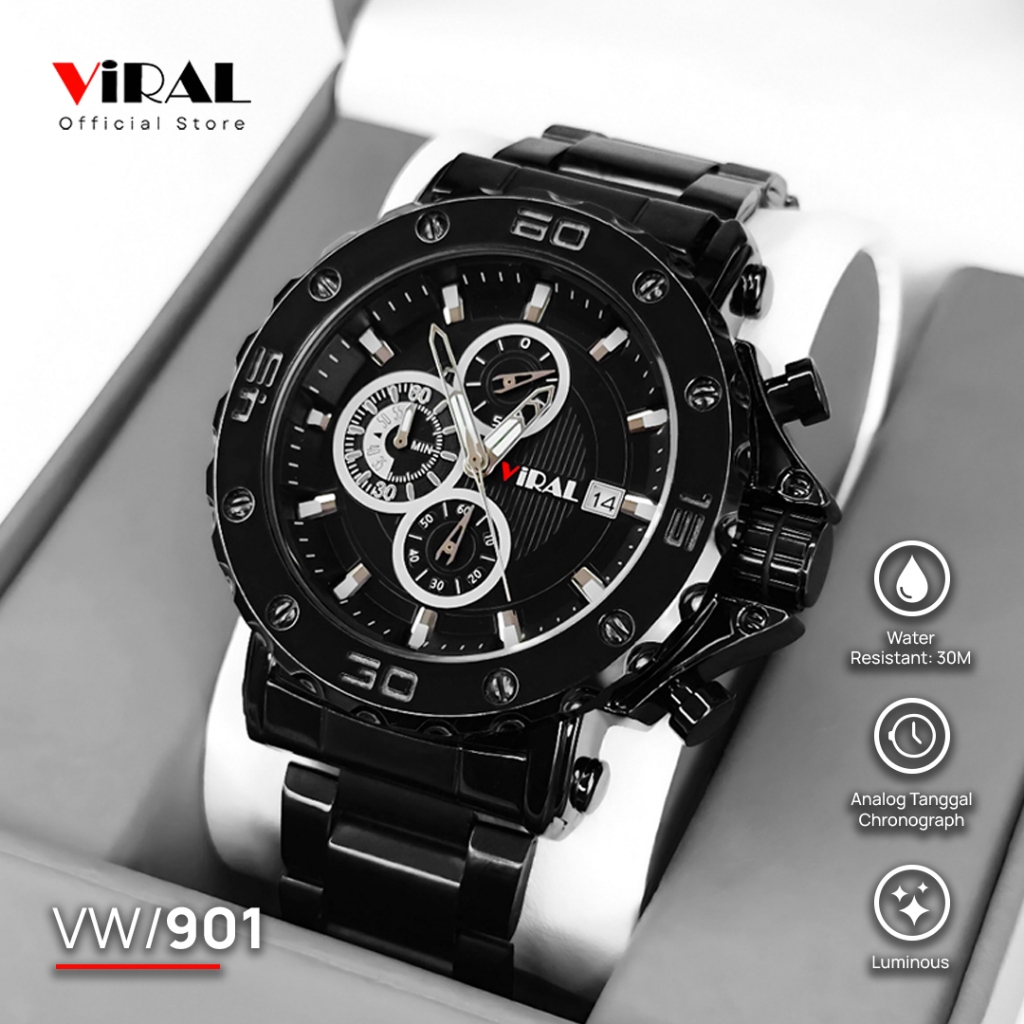 Jual ViRAL Watch - Jam Tangan Pria Chrono Rantai 901 Anti Air Water ...