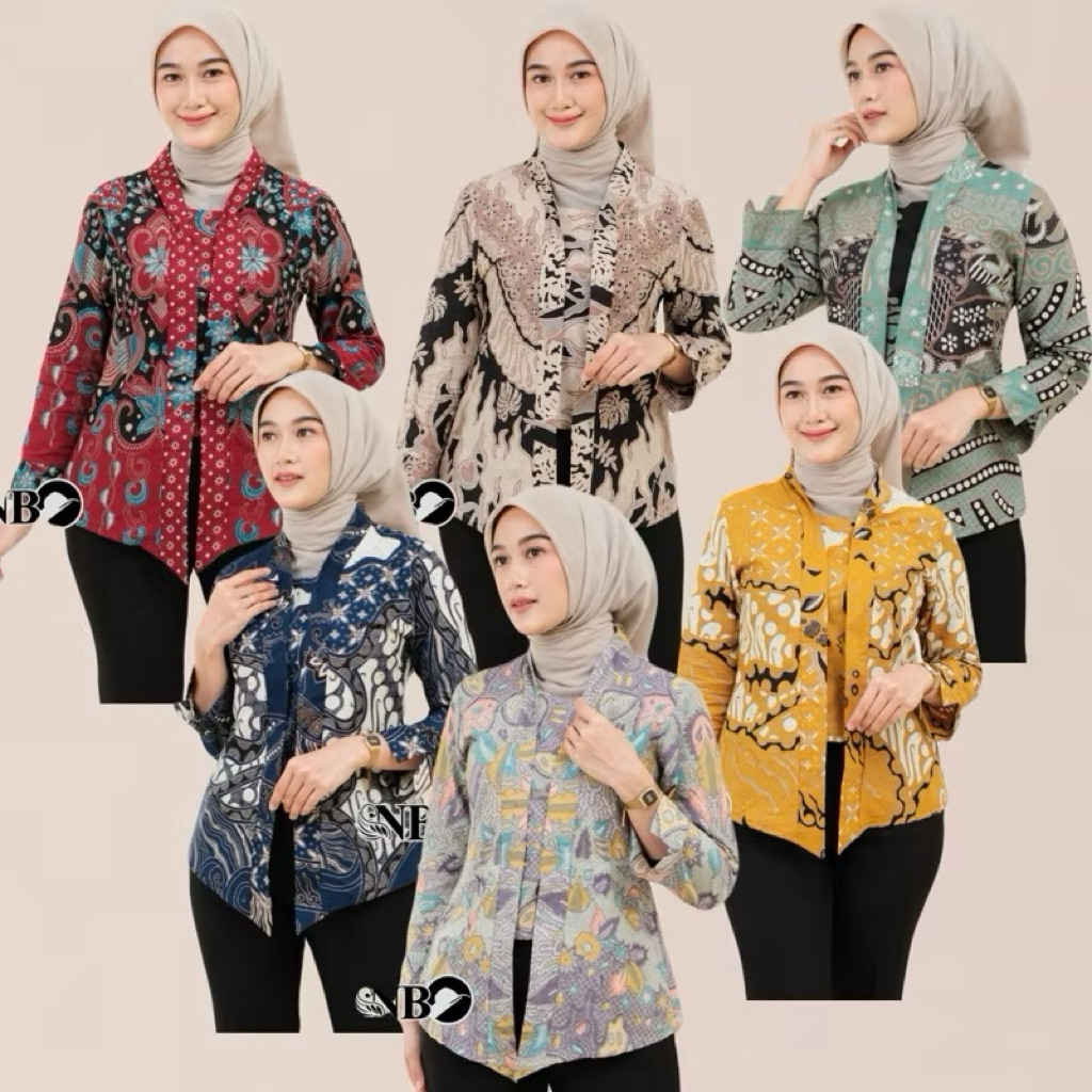 Jual tey-17 Batik wanita ASJ SA HRB026 Kenongo Kemeja Tosca Pendek flow Katun Atasan Motif batik ...