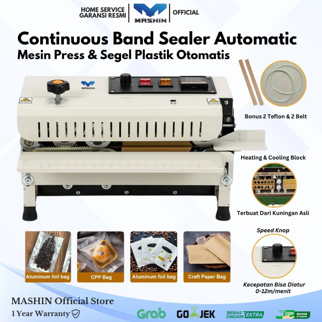 Jual Mashin- FR-400 Mesin Segel Plastik Otomatis (Continous Band Sealer ...