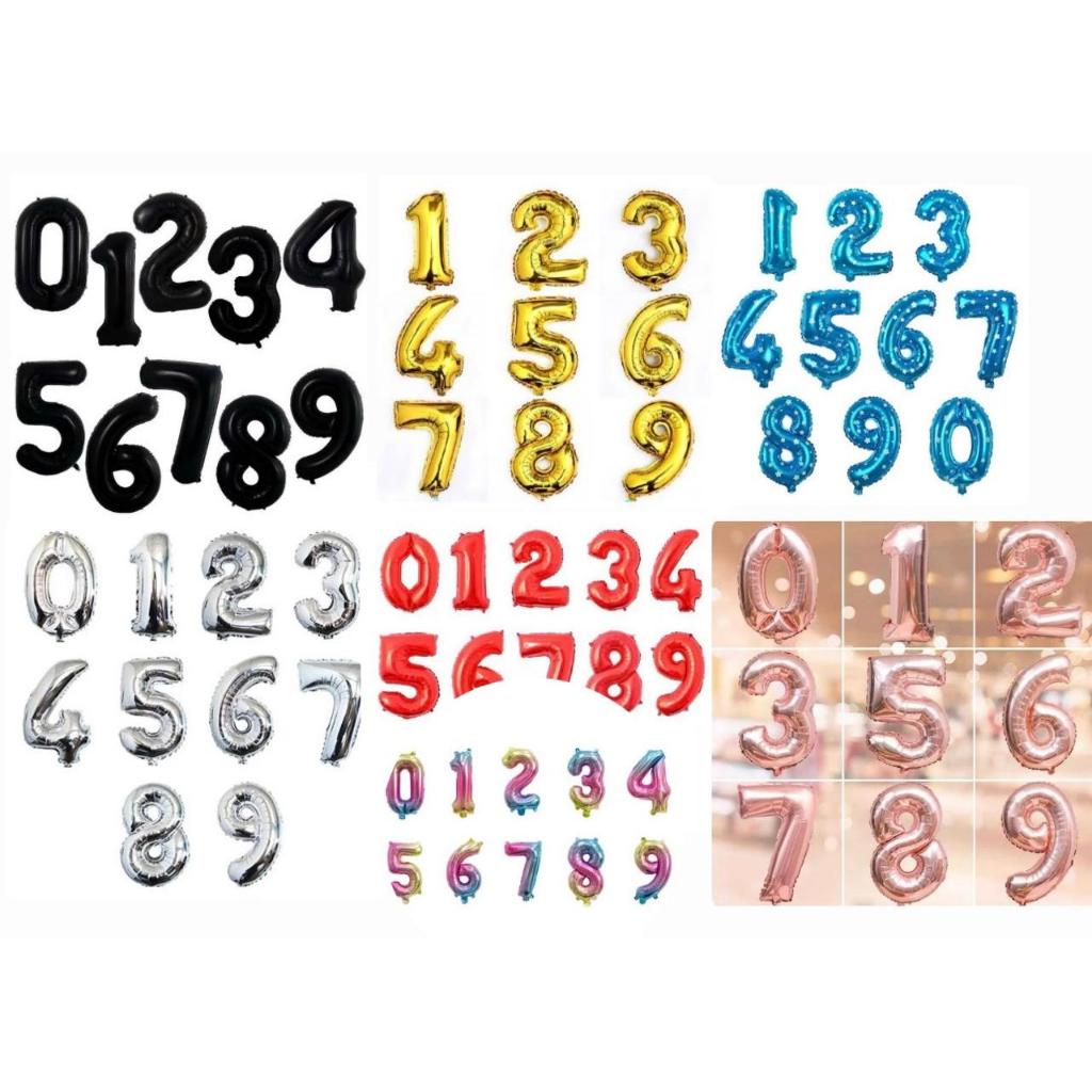 Jual (0-9) Balon Foil Angka Besar Number Balloon Satuan 80 cm | Shopee ...
