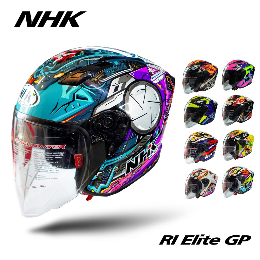 Jual NHK R1 ELITE MOTIF SPECIAL GP EDITION - Helm nhk half face | Shopee Indonesia
