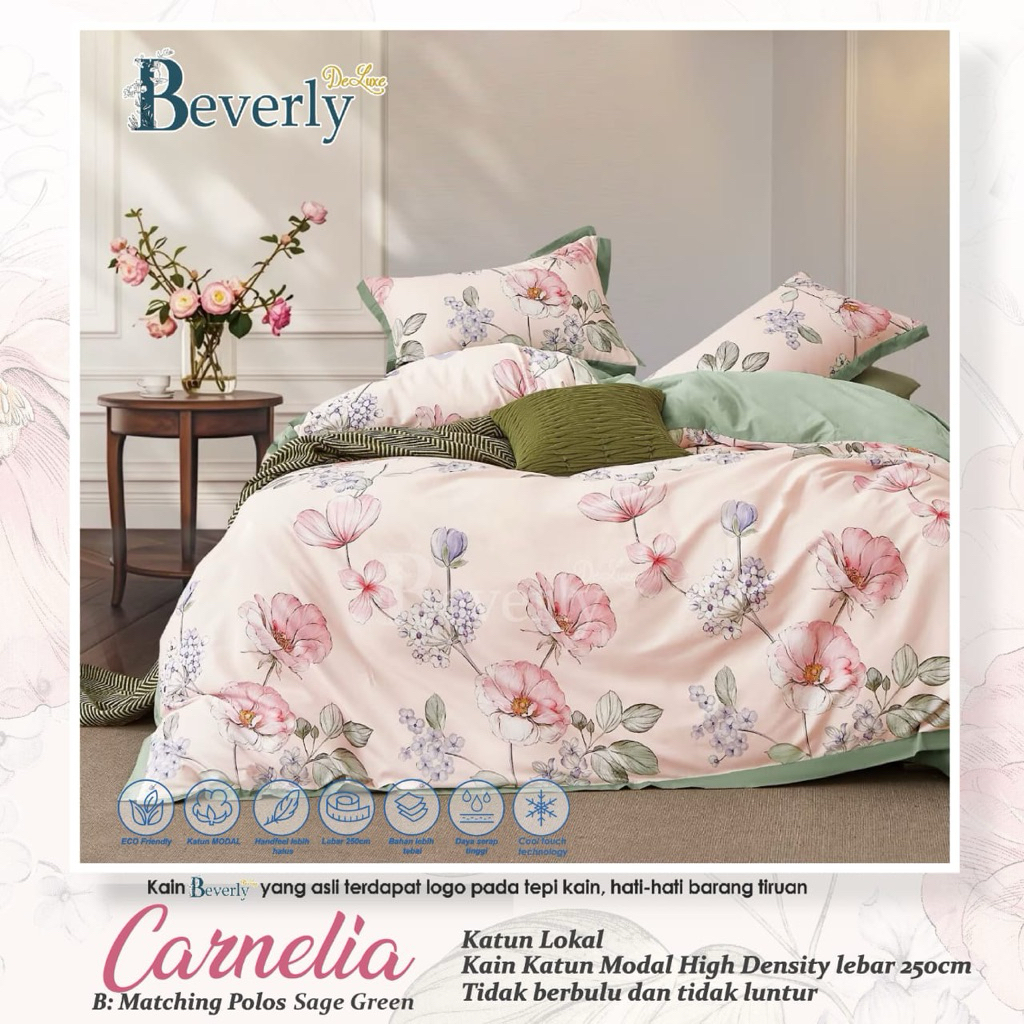 Jual Kain Sprei Meteran Bahan Katun CVC Premium Motif Carnelia Beverly ...