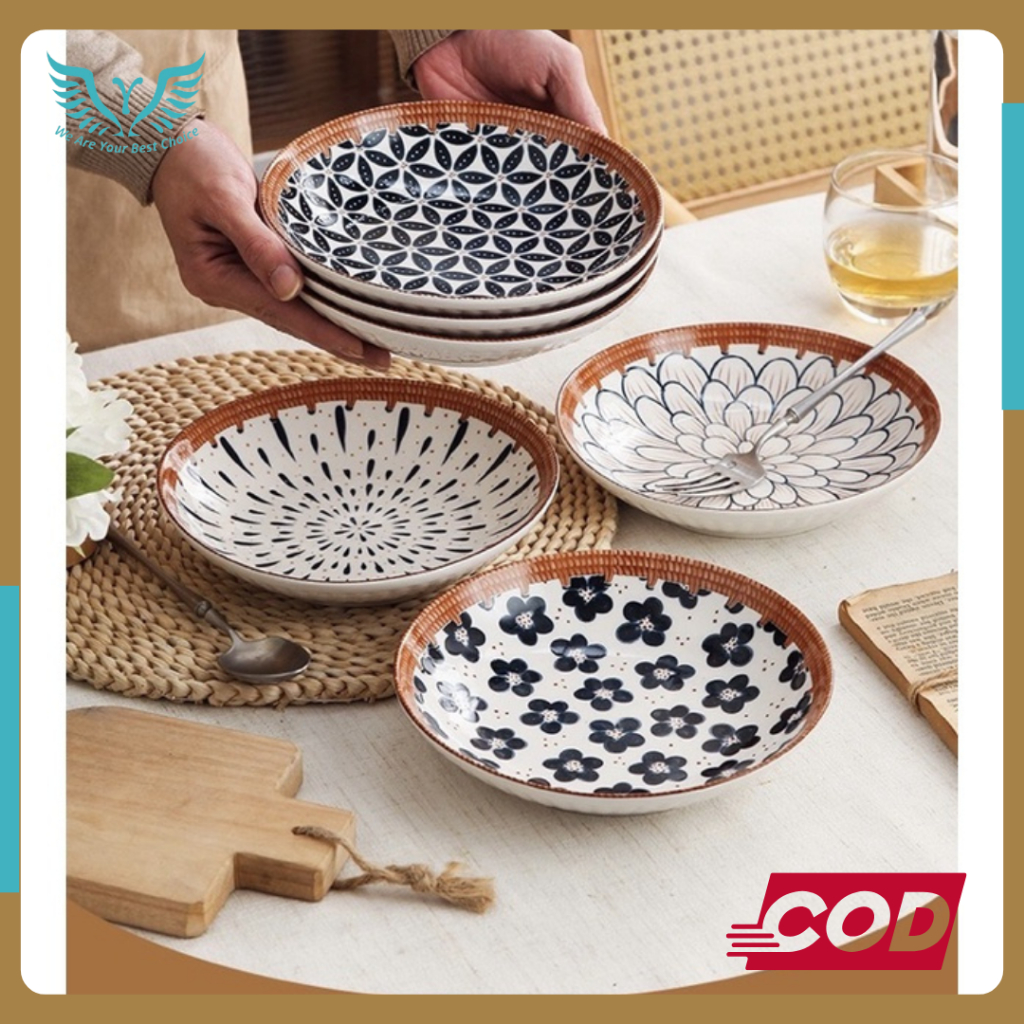 Jual Piring mangkok keramik motif bunga / Deep Dish Ceramic | Shopee ...