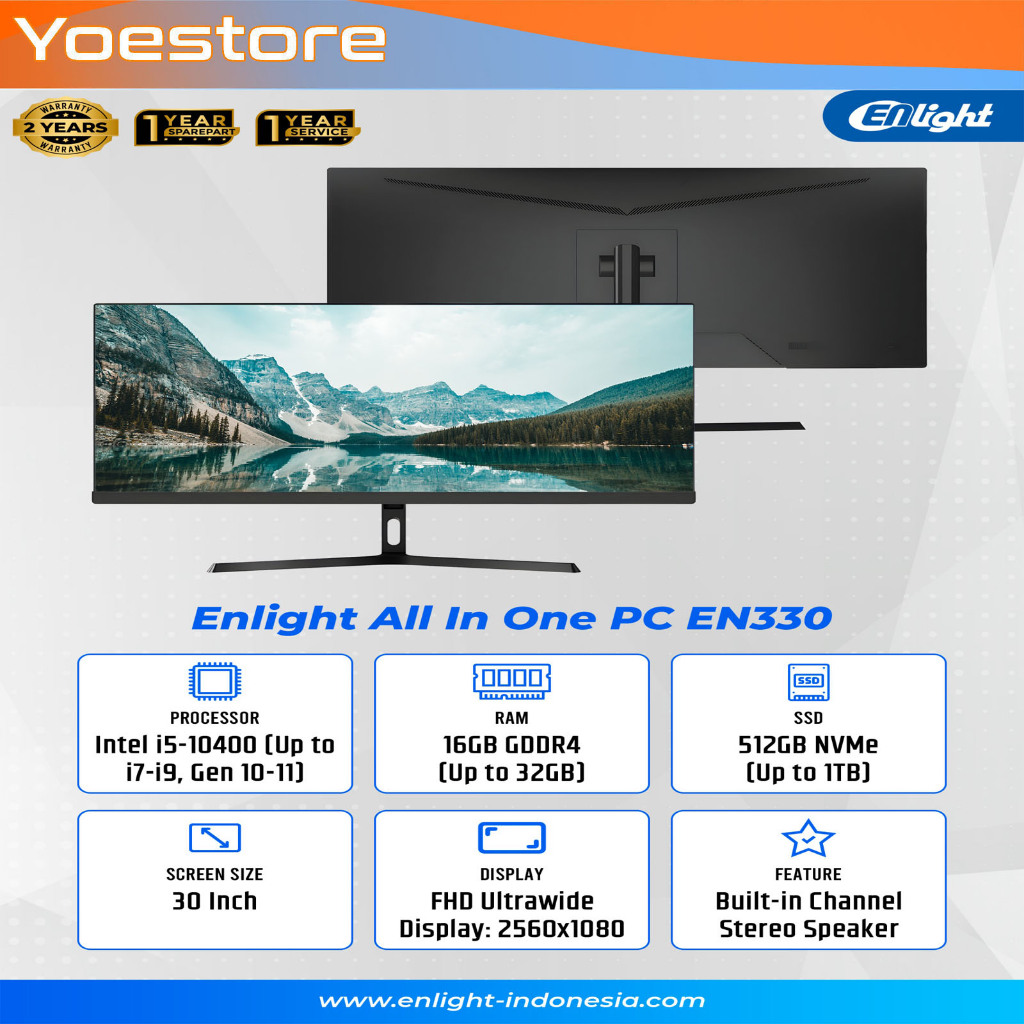 Jual All in one PC Enlight AIO EN330 Intel I5 GEN 10 30" RAM 16GB SSD ...