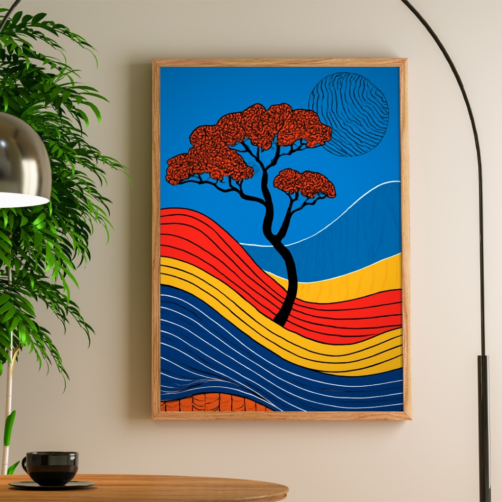 Jual Poster Line Art Pemandangan Pohon Dinding Aesthetic Wall Decor I ...