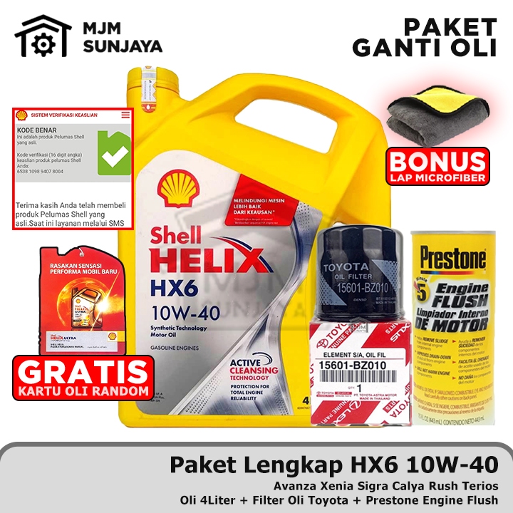 Jual [GRATIS FILTER OLI] PAKET LENGKAP Ganti Oli Mesin Shell Helix HX6 ...