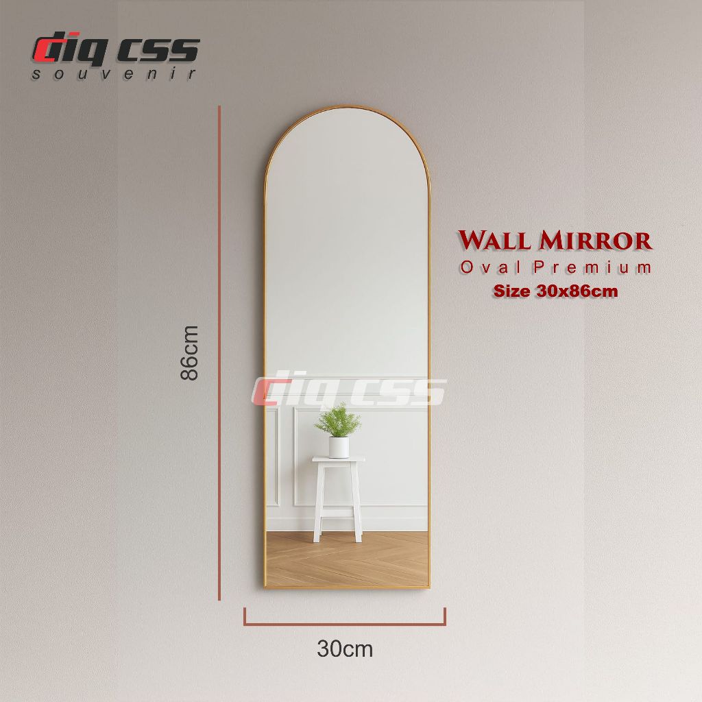 Jual Wall Mirror Kaca Cermin dinding aesthetic Oval Premium ukuran ...
