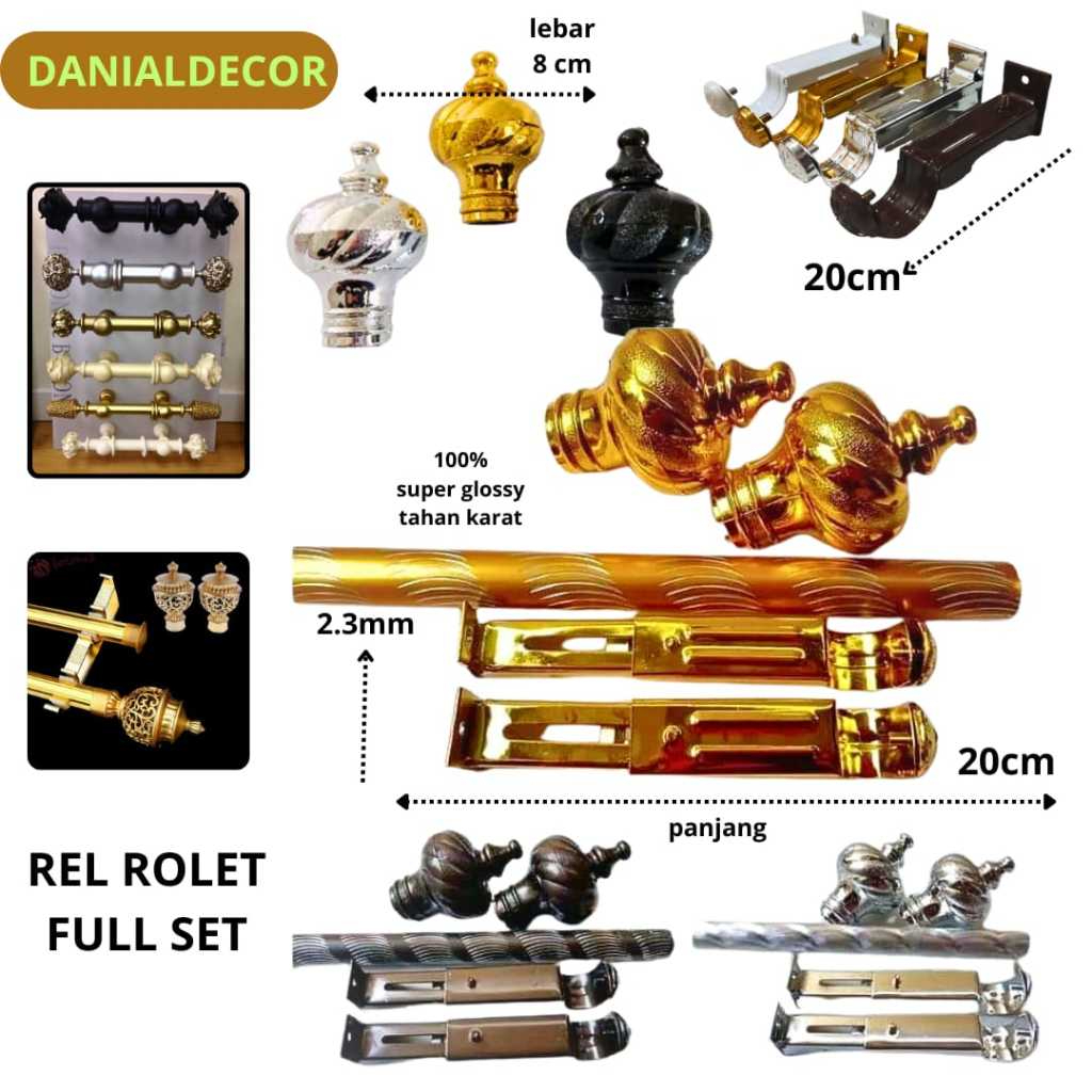 Jual Batang Rel Besi Rolet Gorden Ulin Tiang Aluminium Full Set ...