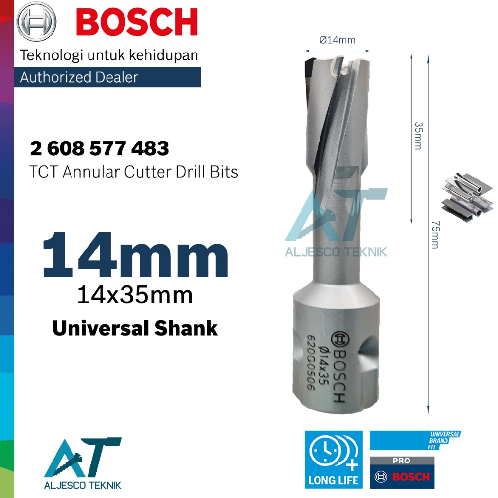 Jual BOSCH MATA BOR MAGNET 14MM 14 X 35MM TCT ANNULAR CUTTER JET BROACH ...