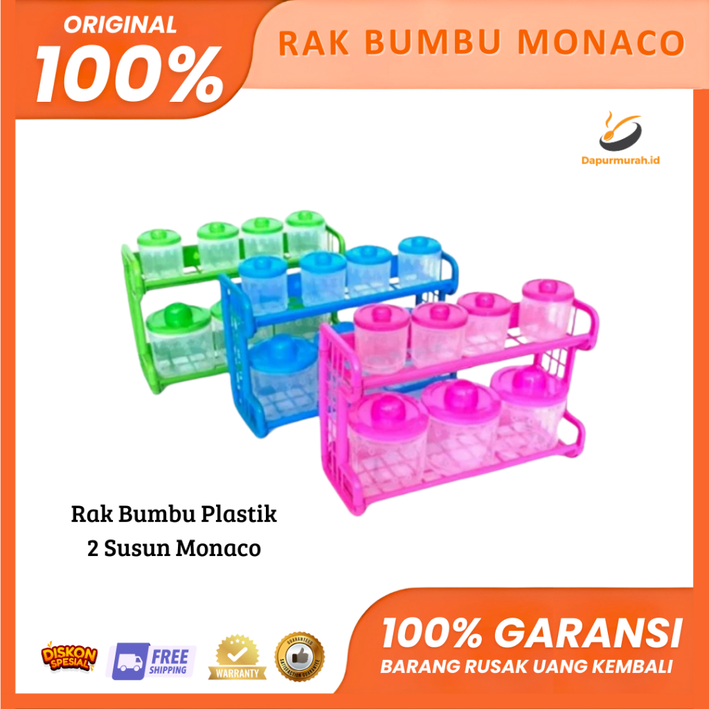 Jual Rak Bumbu Kitchen Set Monaco 7 Tabung Warna - Tempat Bumbu Plastik ...