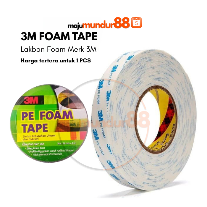 Jual Double Tape Busa Putih 3M Double TIp Busa Perekat Selotip 2mmx4M ...