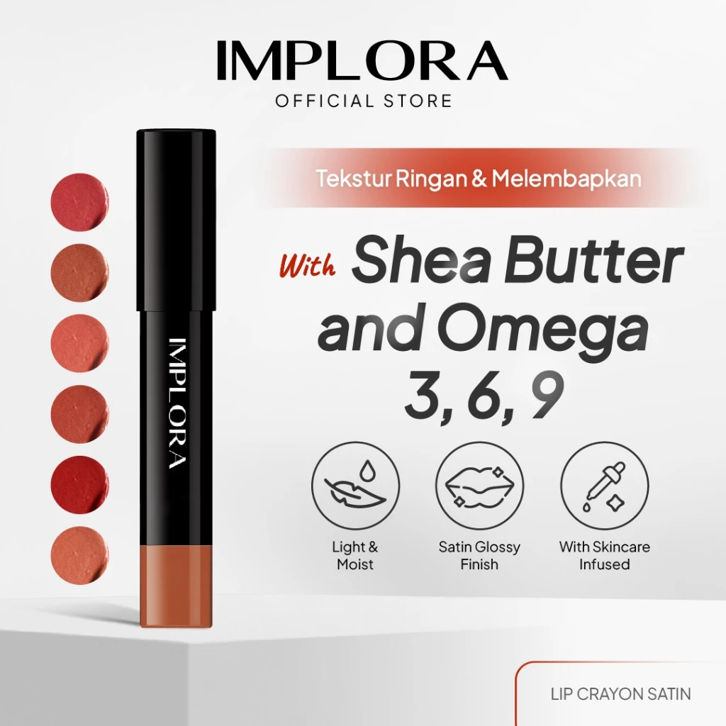 Jual Implora Lip Crayon Satin 3,5 gr/Lipstik Ringan/Gloss Satin Finish ...