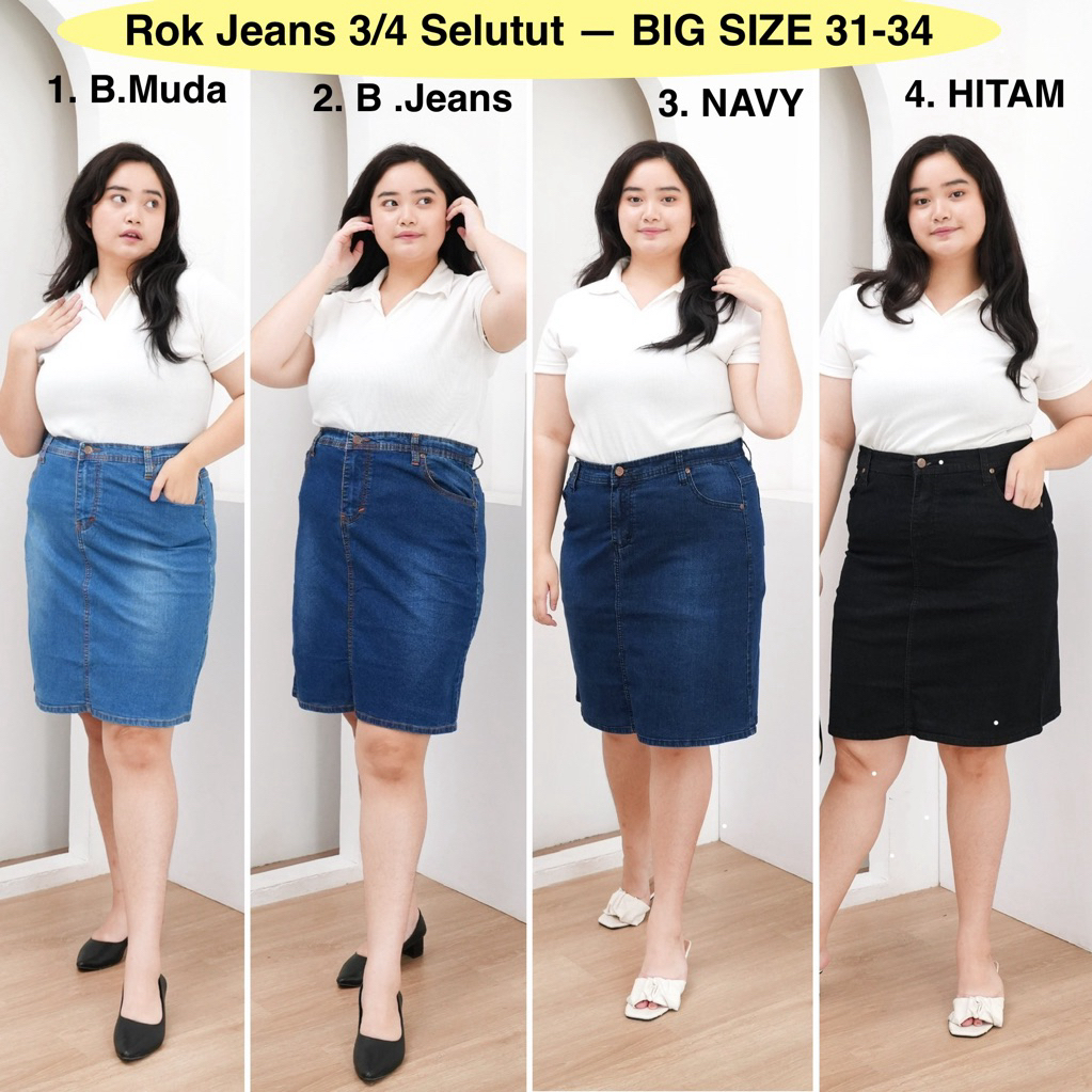 Jual ROK JEANS SELUTUT / BIG SIZE 32 33 34 35 / ROK JEANS PENDEK WANITA ...