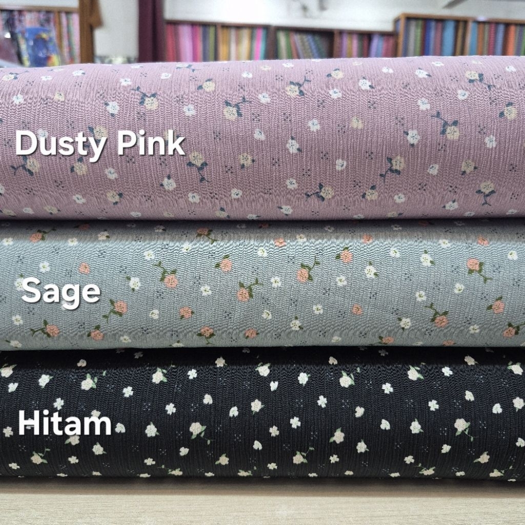 Jual Kain Crinkle motif Emily 2 (Harga per 0,5m) | Shopee Indonesia