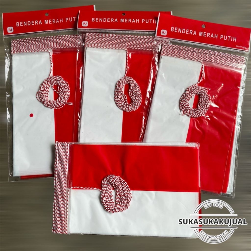 Jual Bendera tali merah putih panjang 5meter 1pak 20lembar | Shopee ...