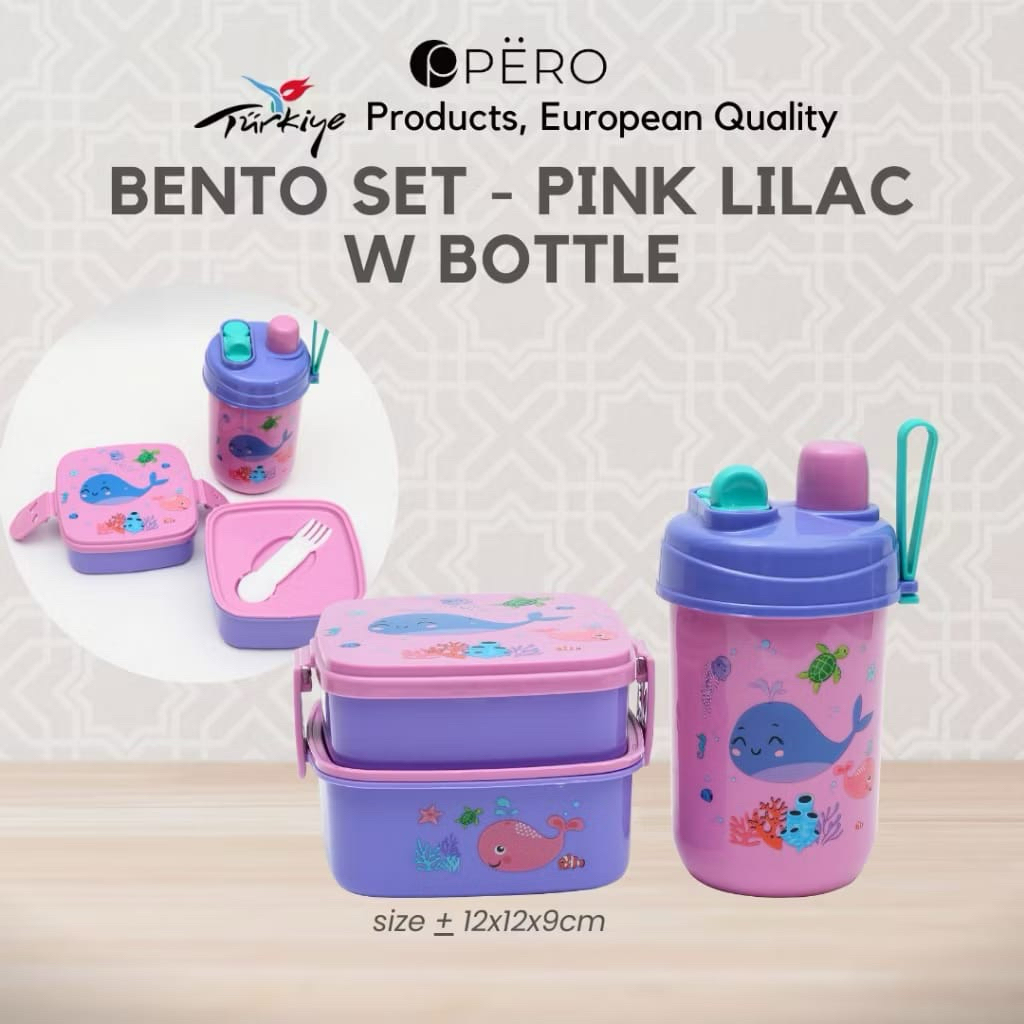 Jual Pero Bento Set + Bottle / Tempat Makan + Botol Minum Anak / Tempat Makan Anak dan Botol ...