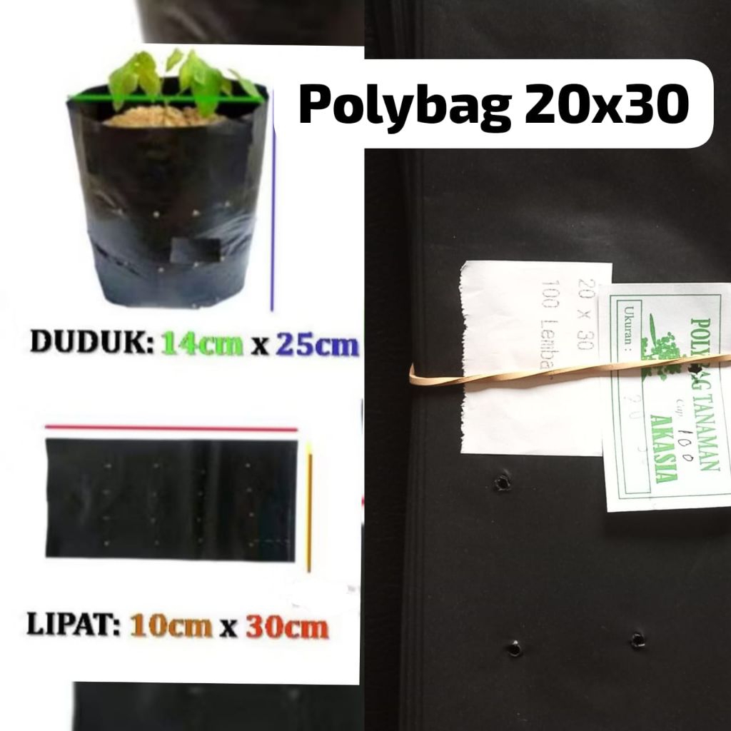 Jual Polybag 20x30 cm Isi 100 pcs | Plastik Tanam Hitam Tebal | Media ...