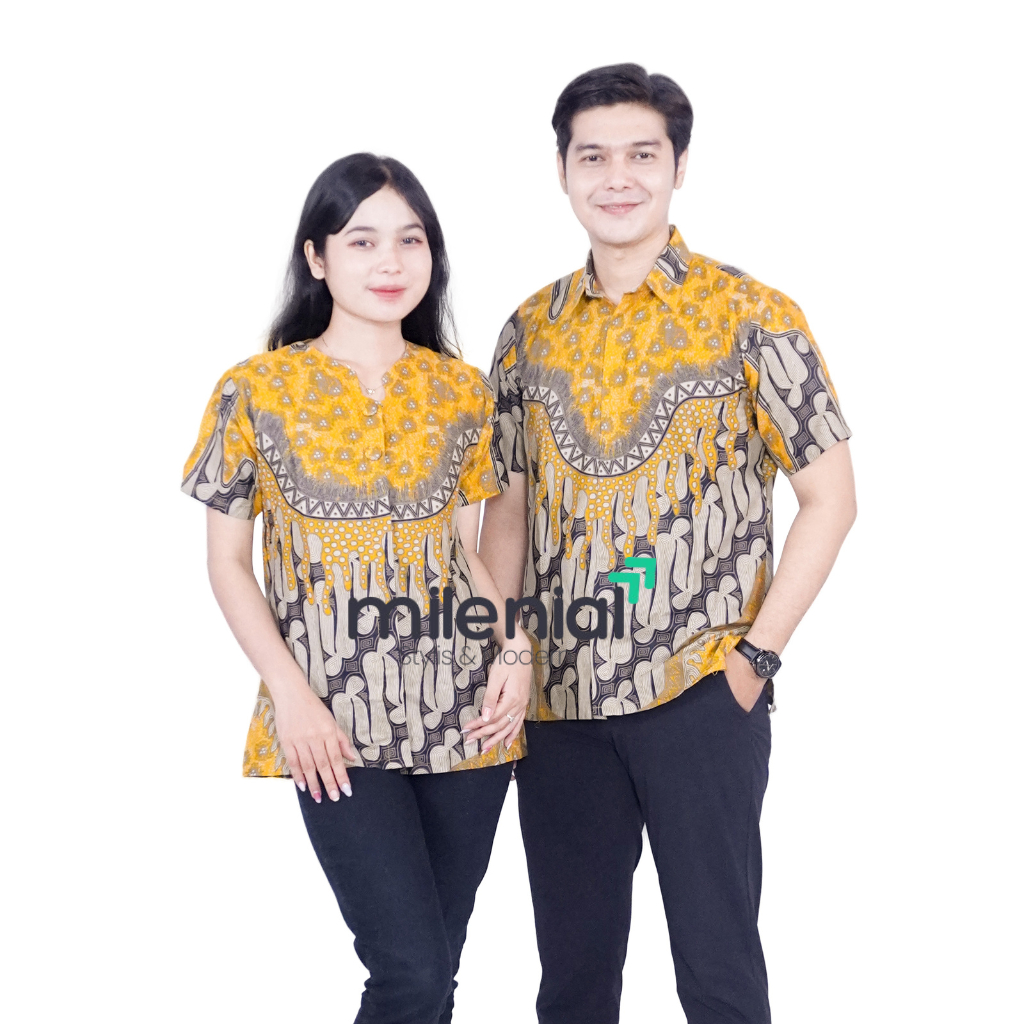 Jual Milenial Batik Couple Atasan Batik Wanita Batik Pria Kemeja Blouse ...