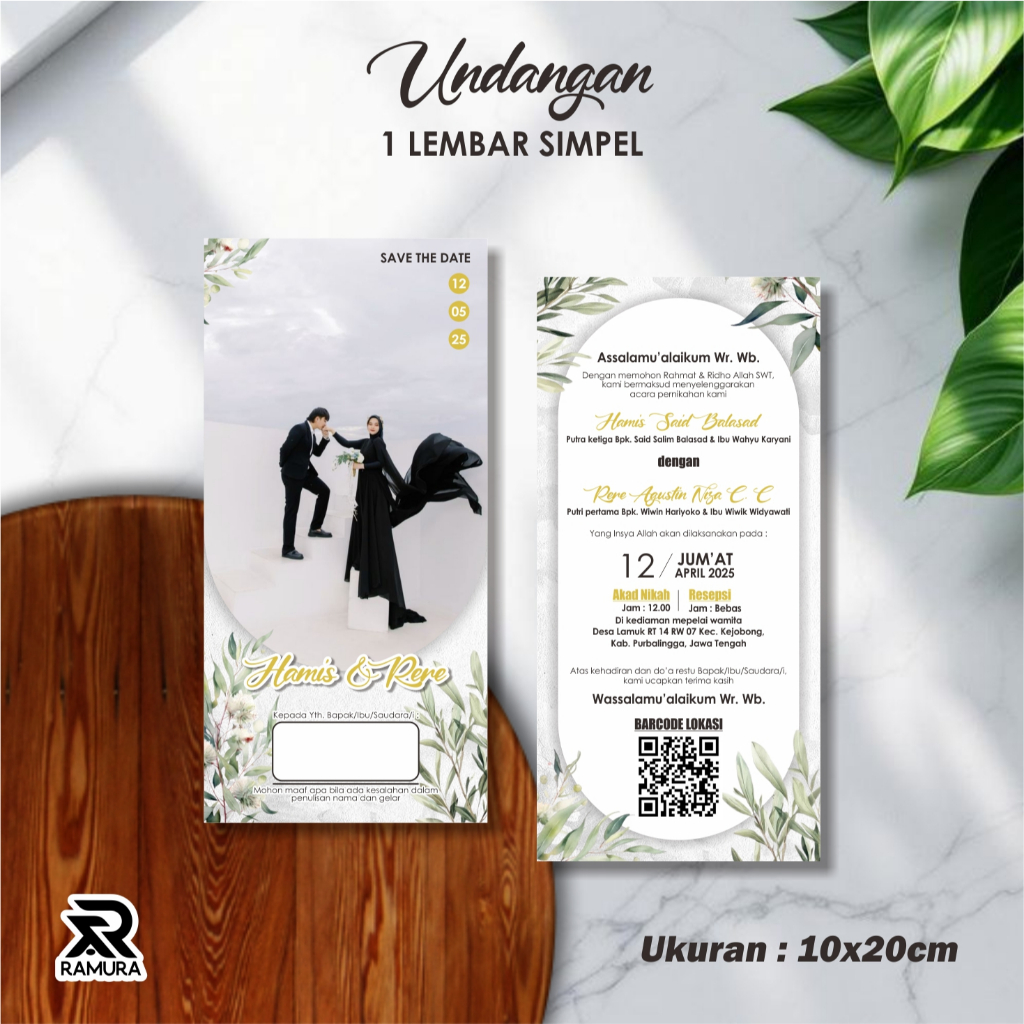 Jual Undangan Pernikahan 1 Lembar Timbal Balik (1 Lembar_Q) ( Free ...