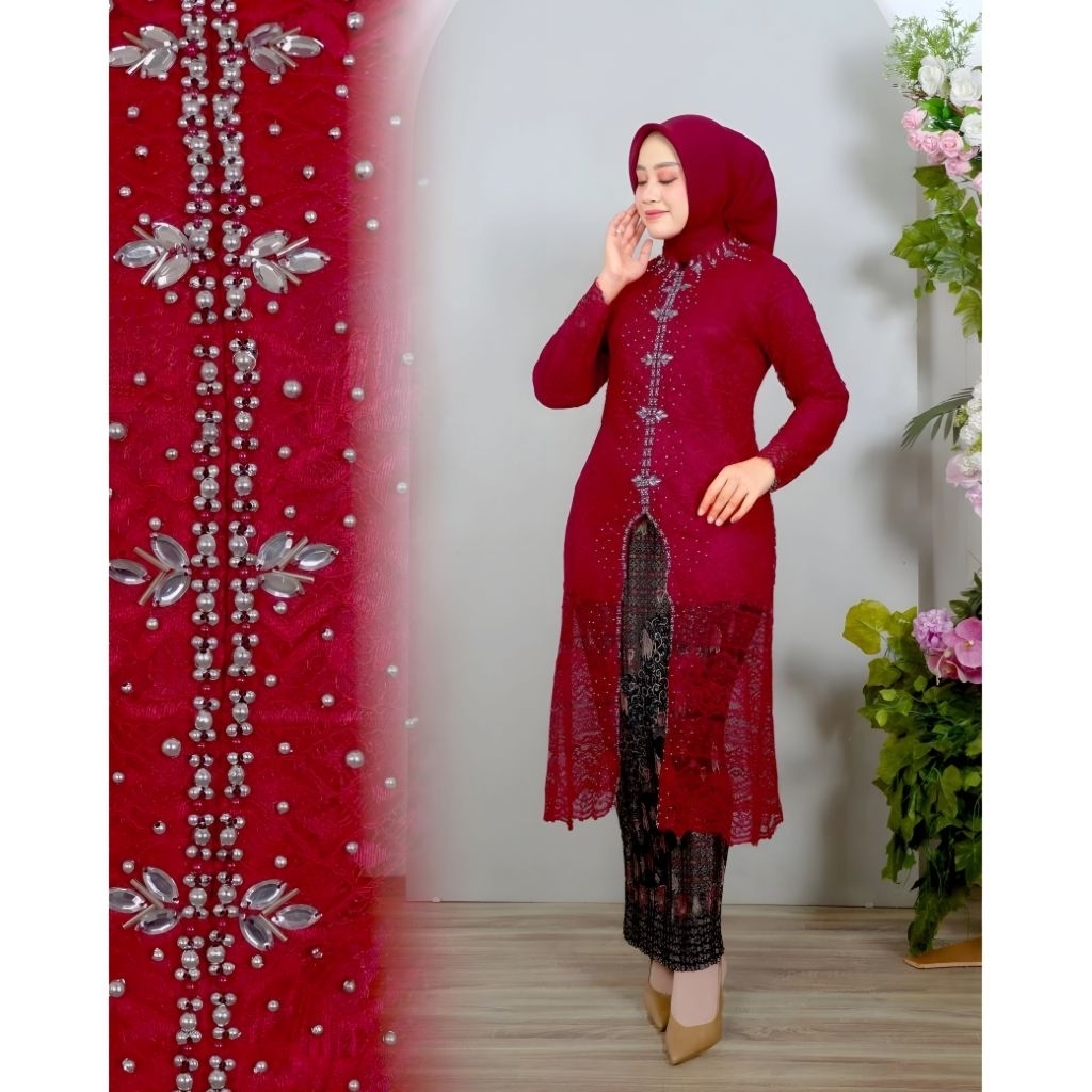 Jual Free Hijab - Kebaya brokat Payet ZZ Busui/Kebaya Wisuda Aesthetic ...
