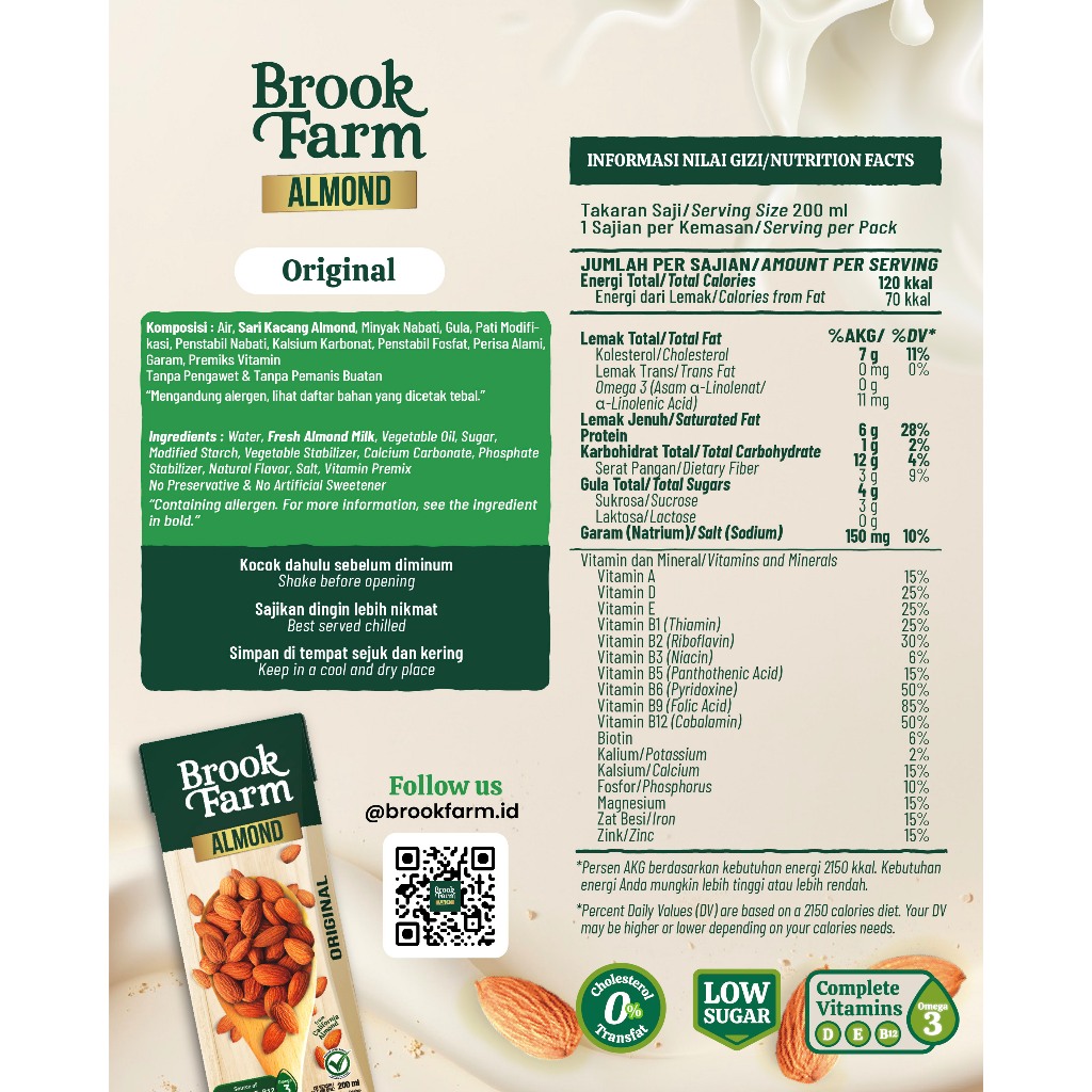 Jual Brookfarm Susu Almond Original 200 Ml | Shopee Indonesia