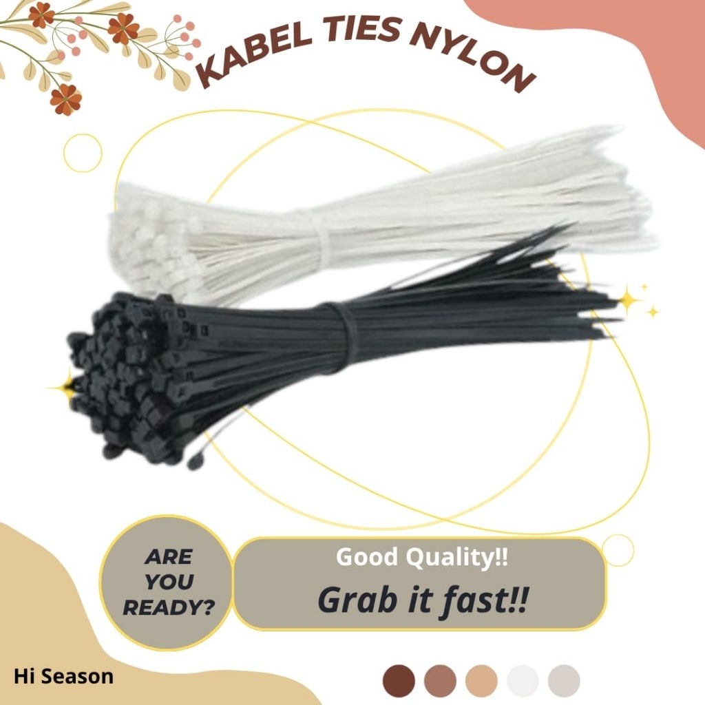 Jual KABEL TIES CABLE TIE KABEL TIS NYLON HITAM PUTIH 10 CM, 15 CM, 20 CM, 30 CM PENGIKAT PERAPI ...