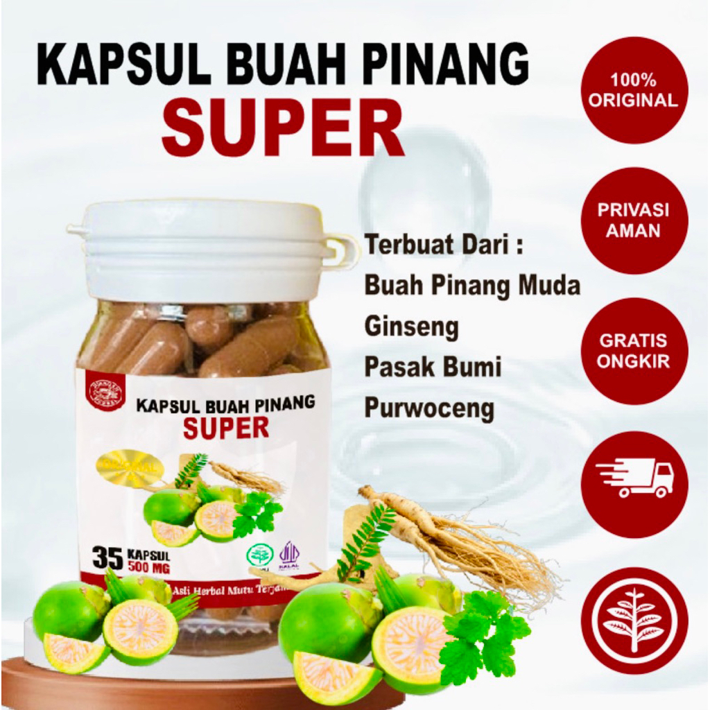 Jual // SUPER // kapsul buah pinang muda SUPER lebih JOSS dengan extra ginseng dan pasak bumi ...