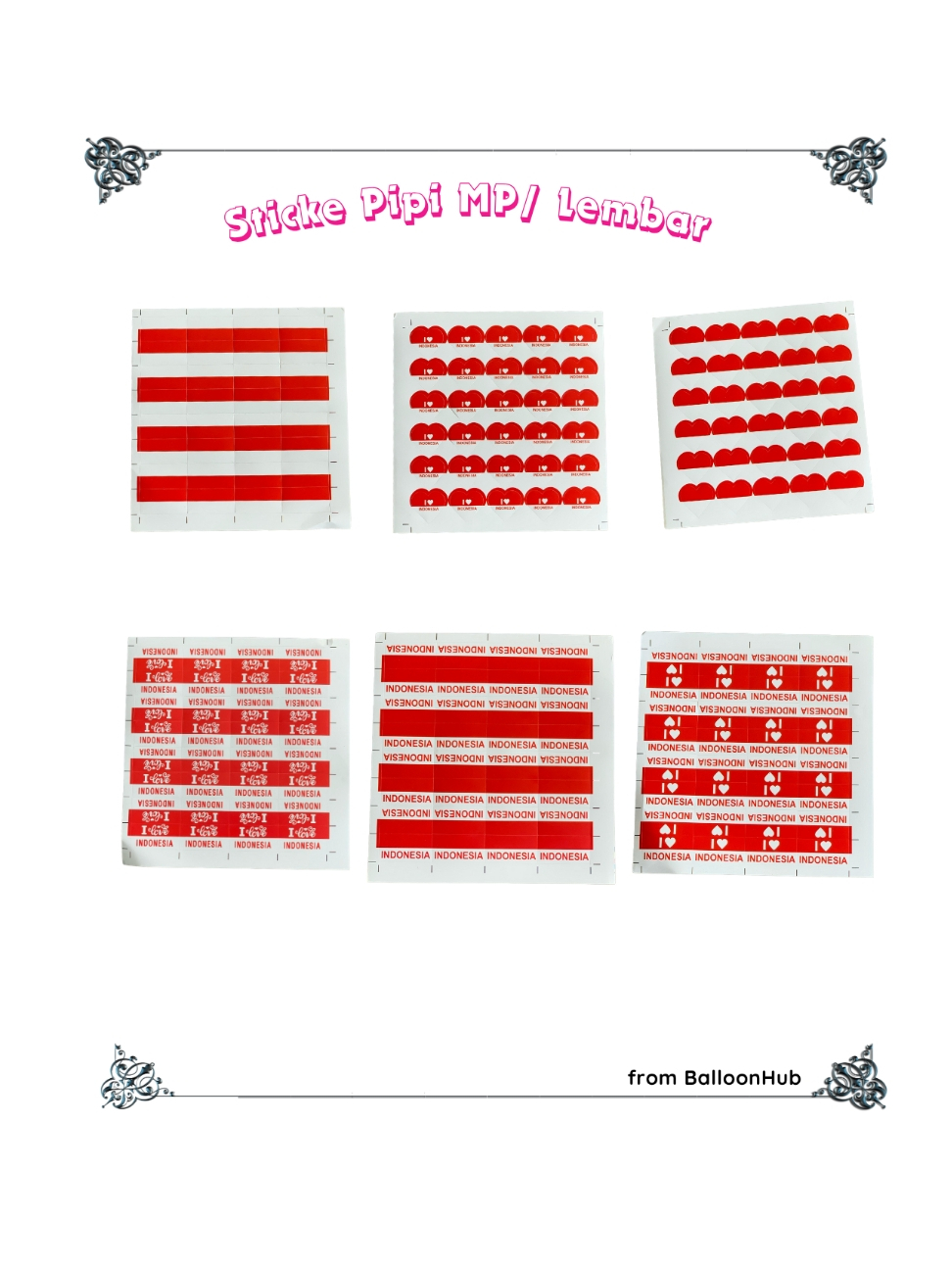 Jual Stiker Merah Putih stiker pipi merah putih 1 Lembar Isi 32 Pcs ...