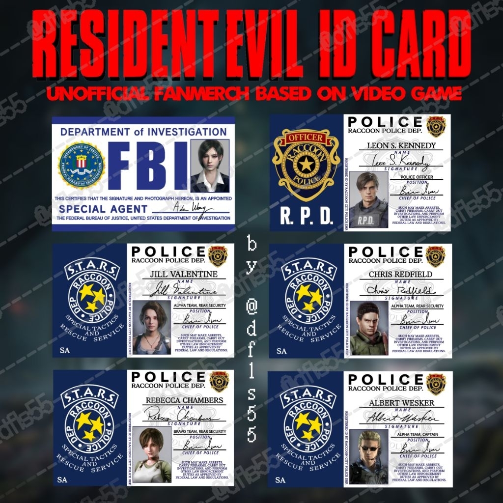 Jual [Unofficial] Fanmerch ID Card Resident Evil Biohazard Characters ...