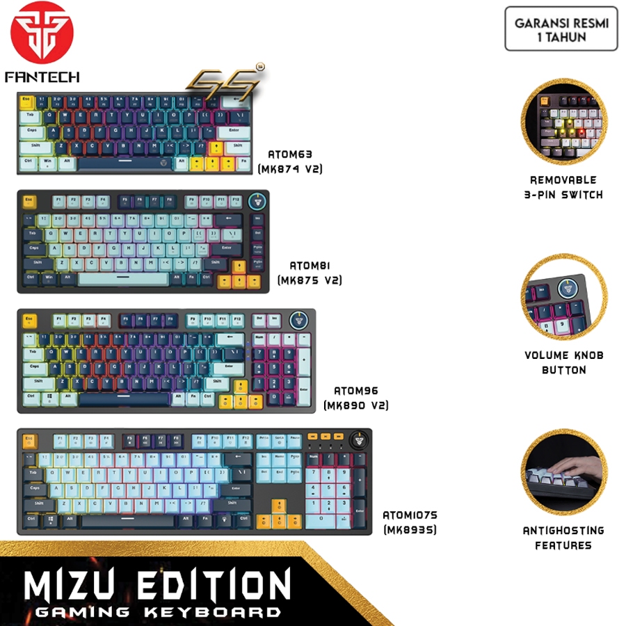 Jual Fantech ATOM MIZU SERIES ATOM96 ATOM81 MK890 V2 MK875 V2 MK893S ATOM107S Keyboard Gaming ...