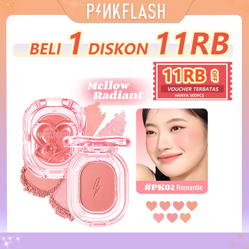 Jual PINKFLASH Mellow Radiant Blush High Pigment Fine Powder Smooth Non ...