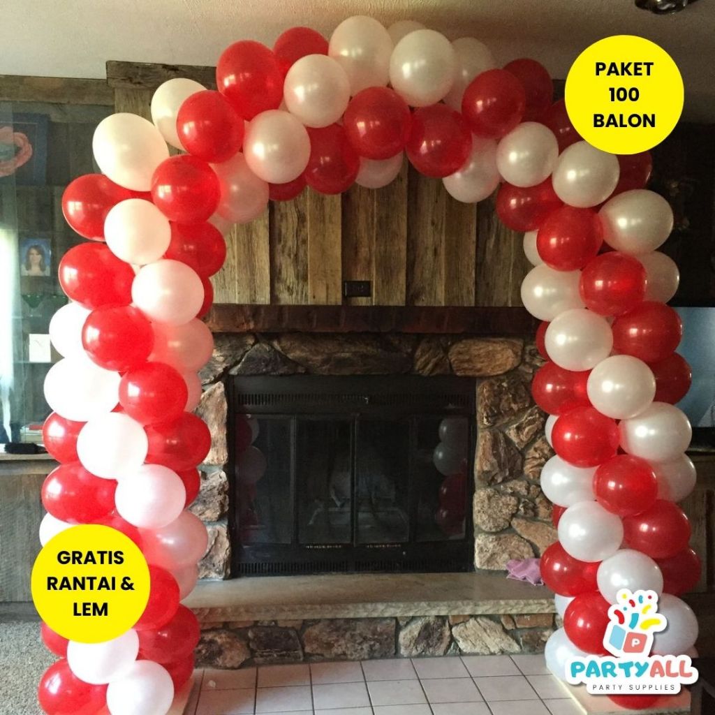 Jual [PAKET DEKORASI] Gate Balon Merah Putih / Balloon Garland / Hari ...