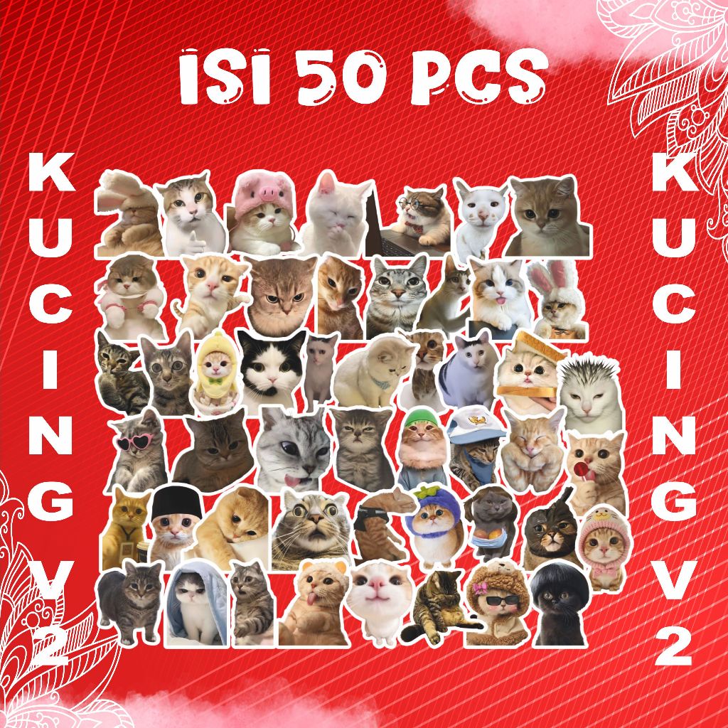 Jual STICKER PACK MEME KUCING V2 (50 PCS) | STIKER KARAKTER KUCING REAL ...